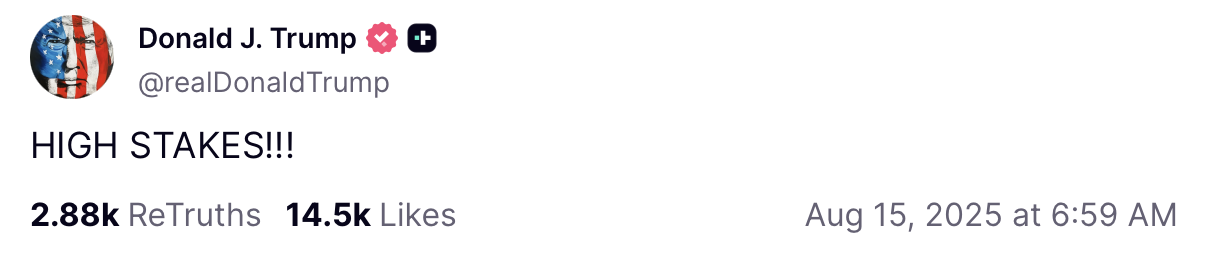 Trump & Putin In Alaska For “Pursuing Peace” Summit