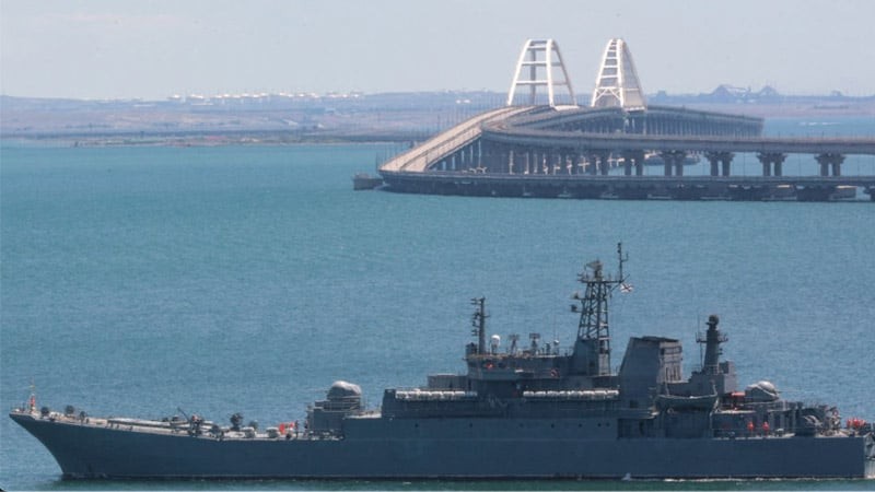 Russian Warship Damaged in Ukrainian Strike on Crimea