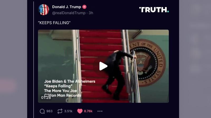 Trump Scorches Biden with Spicy ‘Keeps Falling’ Meme